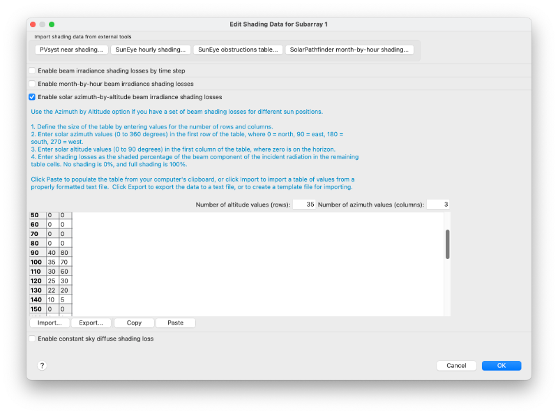 azimuth-by-altitude beam irradiance - defect or user headspace error? - SAM Forum - System ...