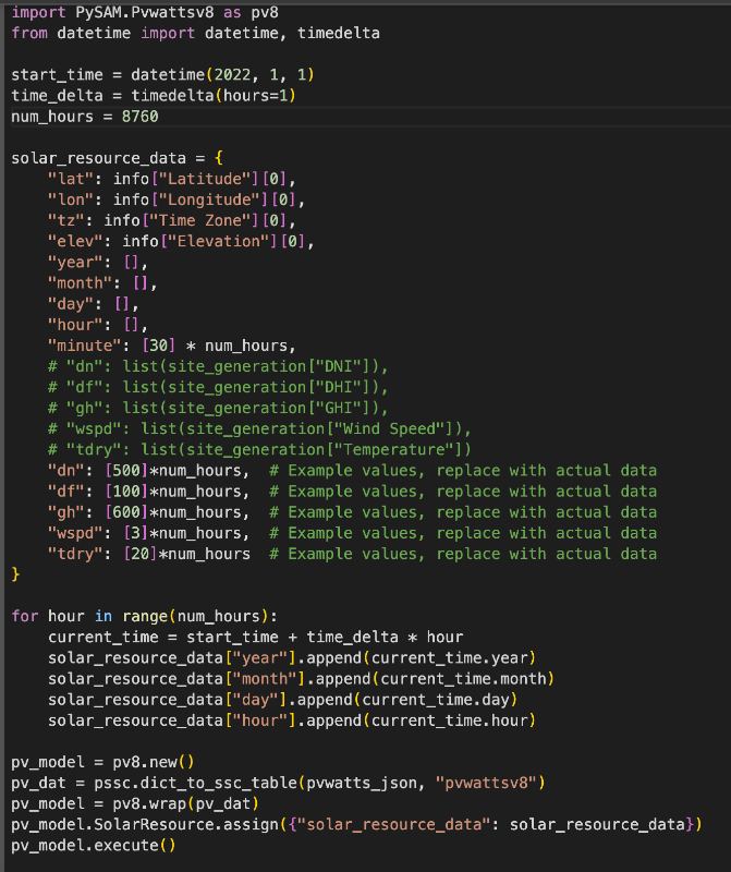 Pvwattsv8 solar_resouce_data not working - SAM Forum - System Advisor ...