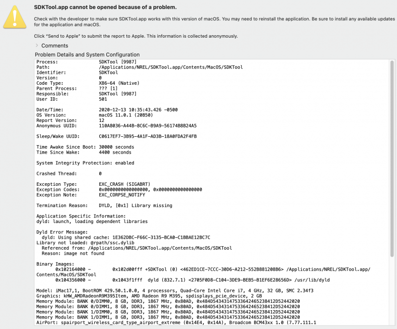 SDKTool in SAM 2020-11-29 Mac distribution will not start - SAM Forum ...